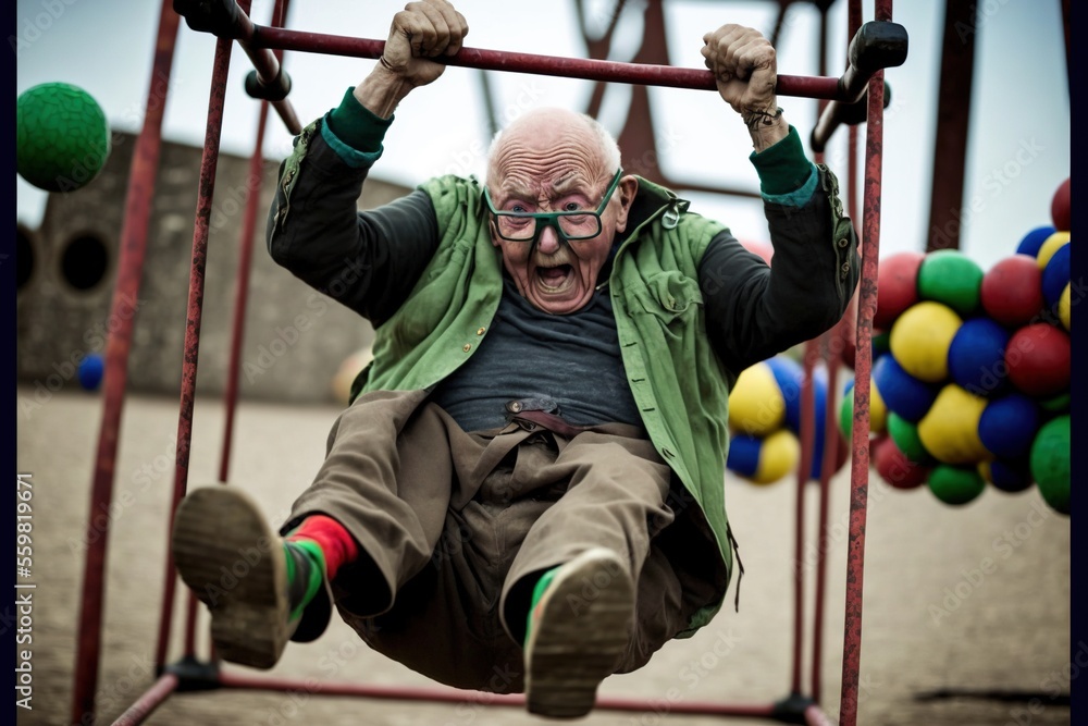 Old man has an extremely fun activity generative ai funny scene showing ...
