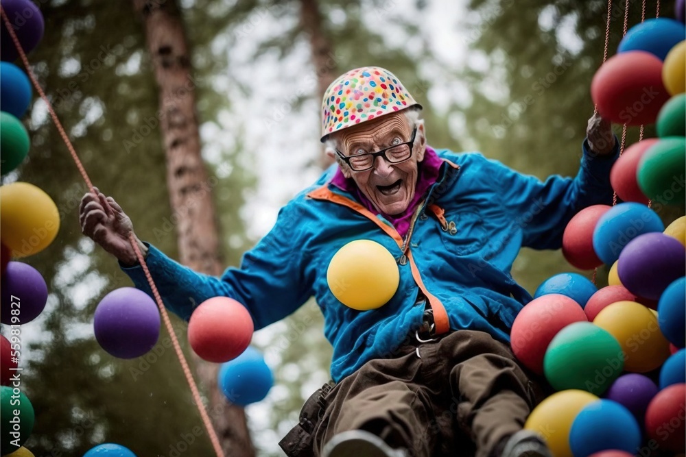 Old man has an extremely fun activity generative ai funny scene showing ...