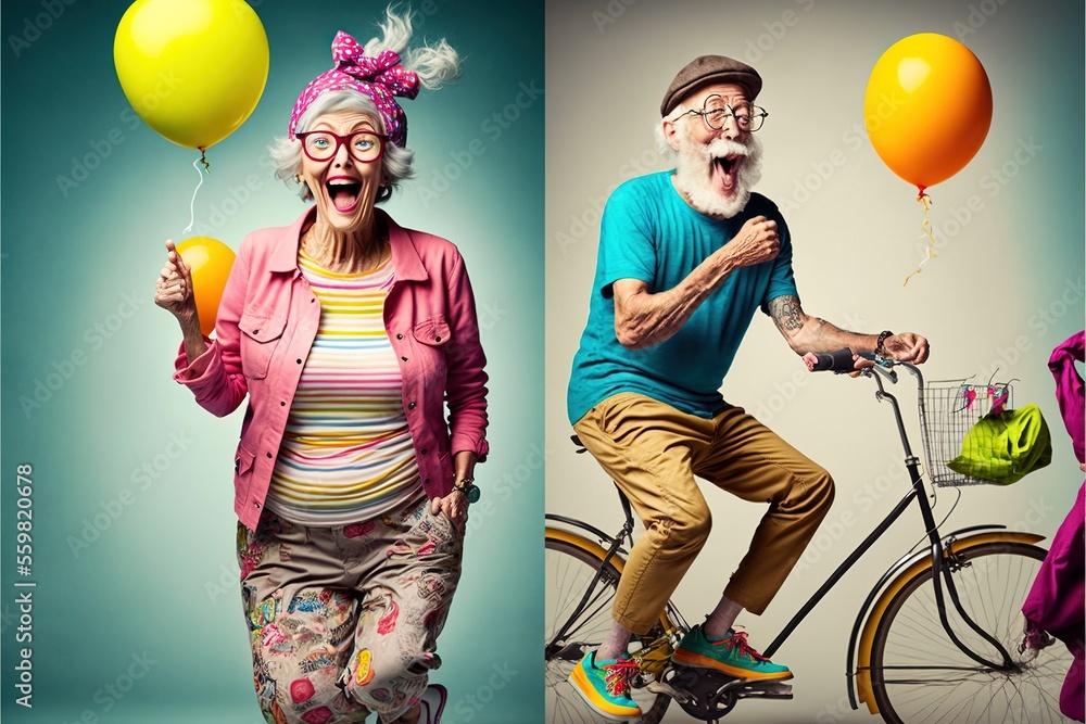 Group of old people having extreme activity generative ai scene showing ...