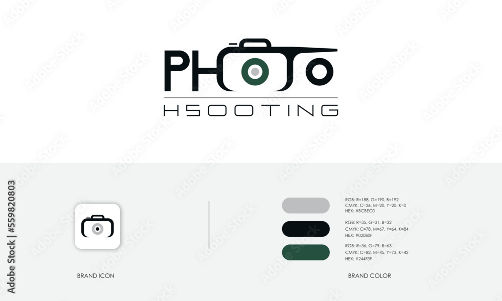 photography, photo shooting, and camera business logo with brand icon ...