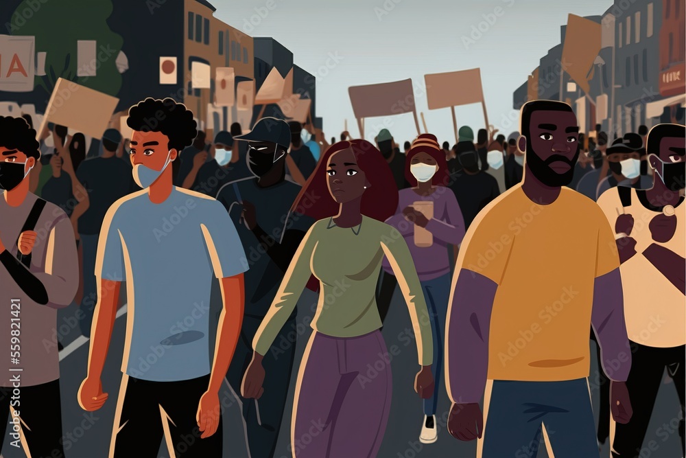 Black History Month celebration, group of people act of activism ...