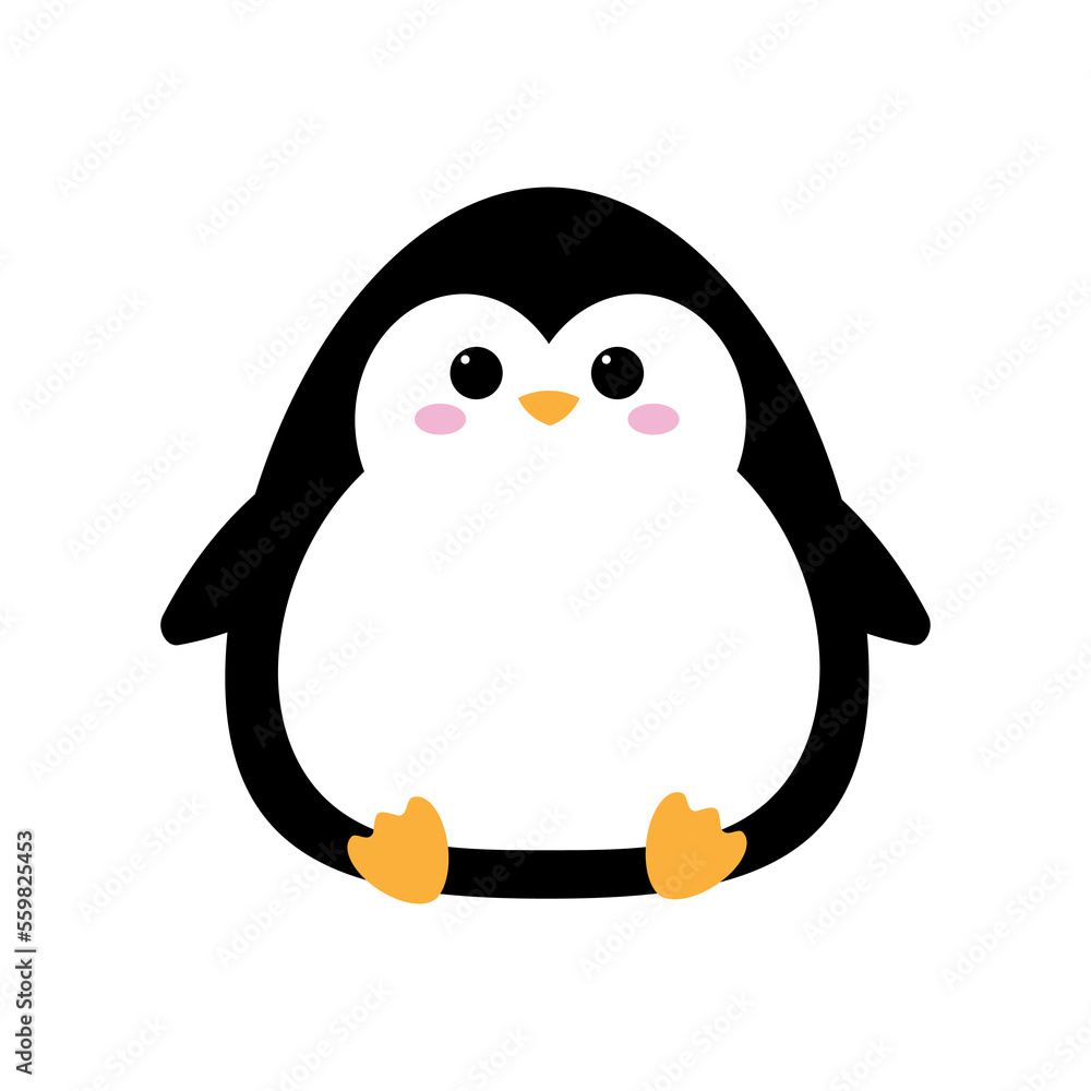 Cartoon cute penguin isolated on white background Stock Vector | Adobe ...
