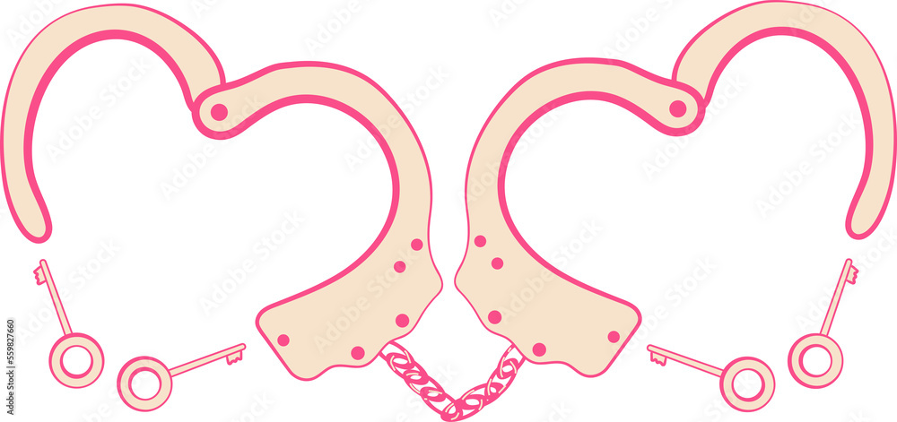 Heart shaped handcuffs silhouette icon. Clipart image isolated on ...