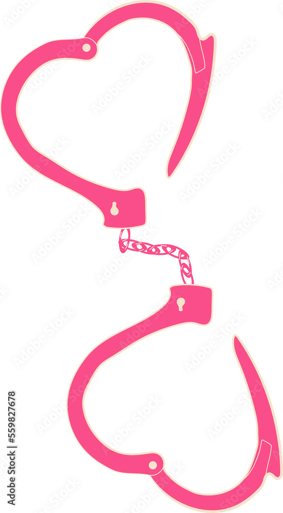 Heart shaped handcuffs silhouette icon. Clipart image isolated on ...