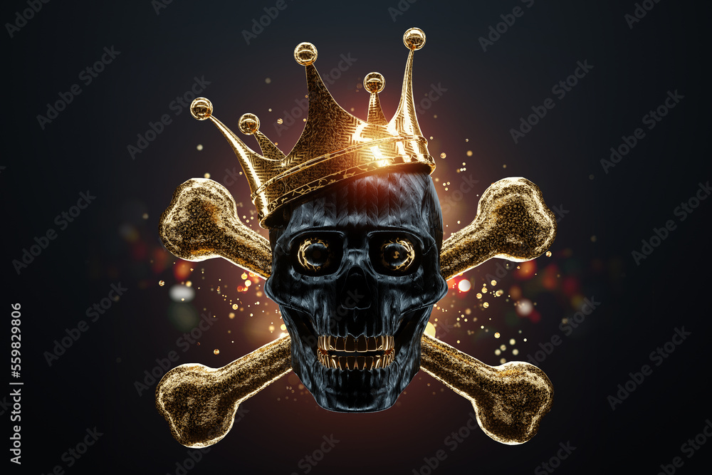 Human skull and crossbones, jolly roger, pirates, danger sign. Modern ...
