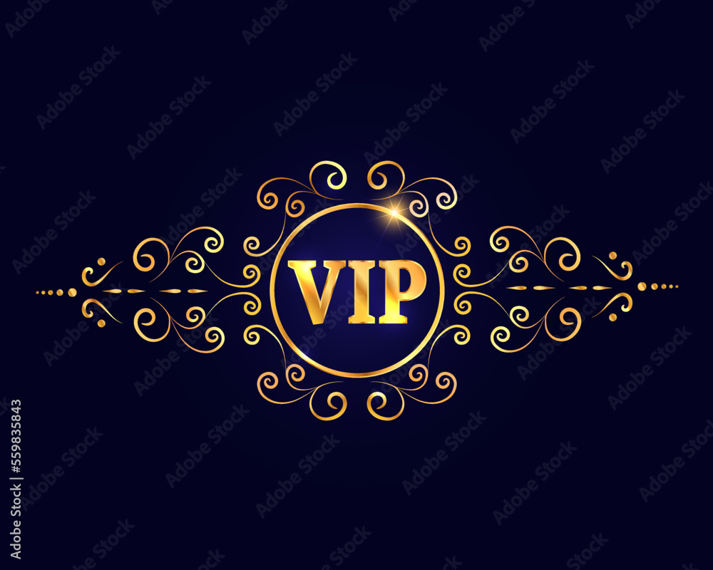 VIP logo with Luxury Gold template. Elegance logo vector template. Also ...