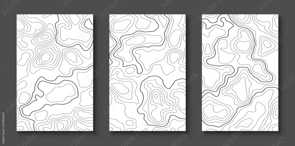 Contour lines for topographic maps, geographic map drawing. Vector ...