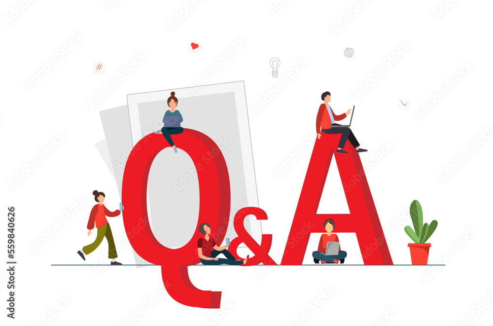 People Standing With Q And A Letters Asking A Question Concept people-standing-with-q-and-a-letters-asking-a-question-concept