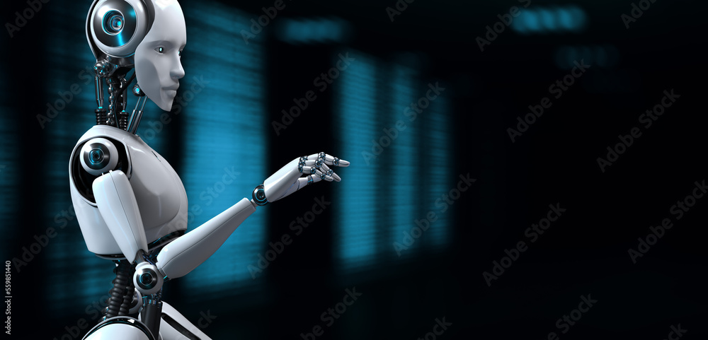 Robot Cyborg 3d render. AI artificial intelligence machine learning ...
