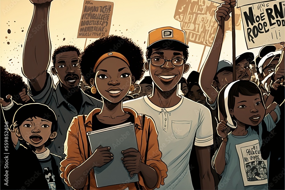 Black History Month celebration, group of people act of activism ...