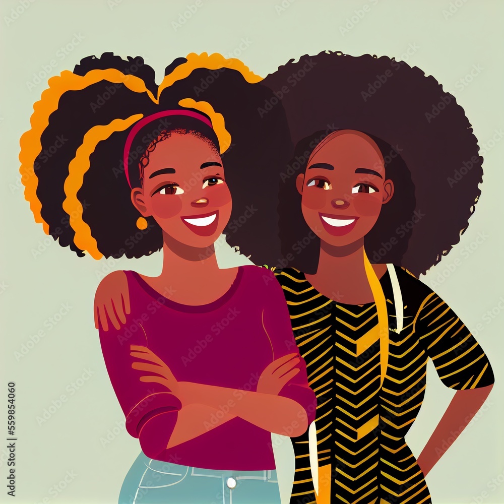 African american female friends and family together, happy people ...