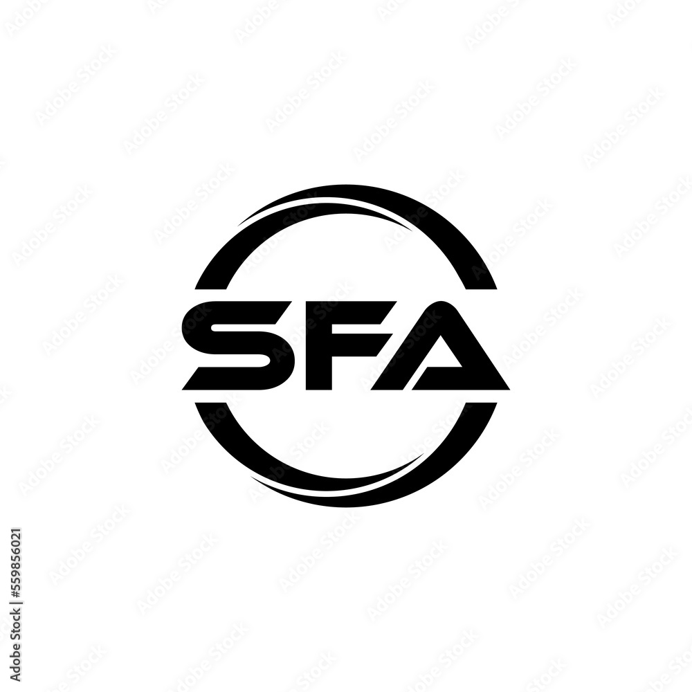SFA letter logo design with white background in illustrator, cube logo ...