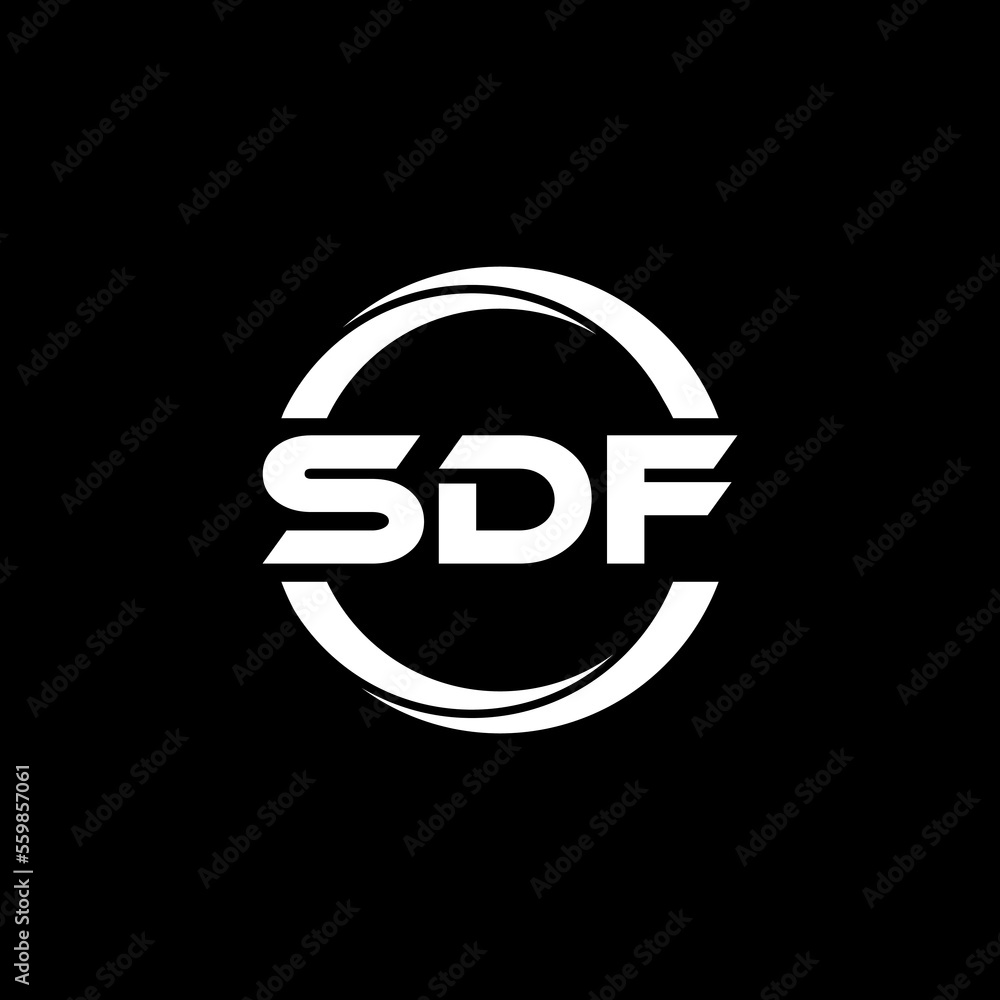 SDF letter logo design with black background in illustrator, cube logo ...