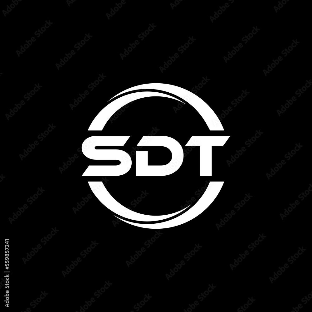 Vetor do Stock: SDT letter logo design with black background in ...