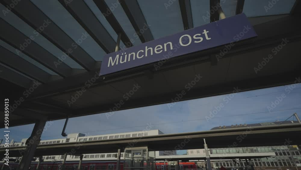 Munchen Ost or Ostbahnhof. Munich eastern railway station. Platfoms of ...