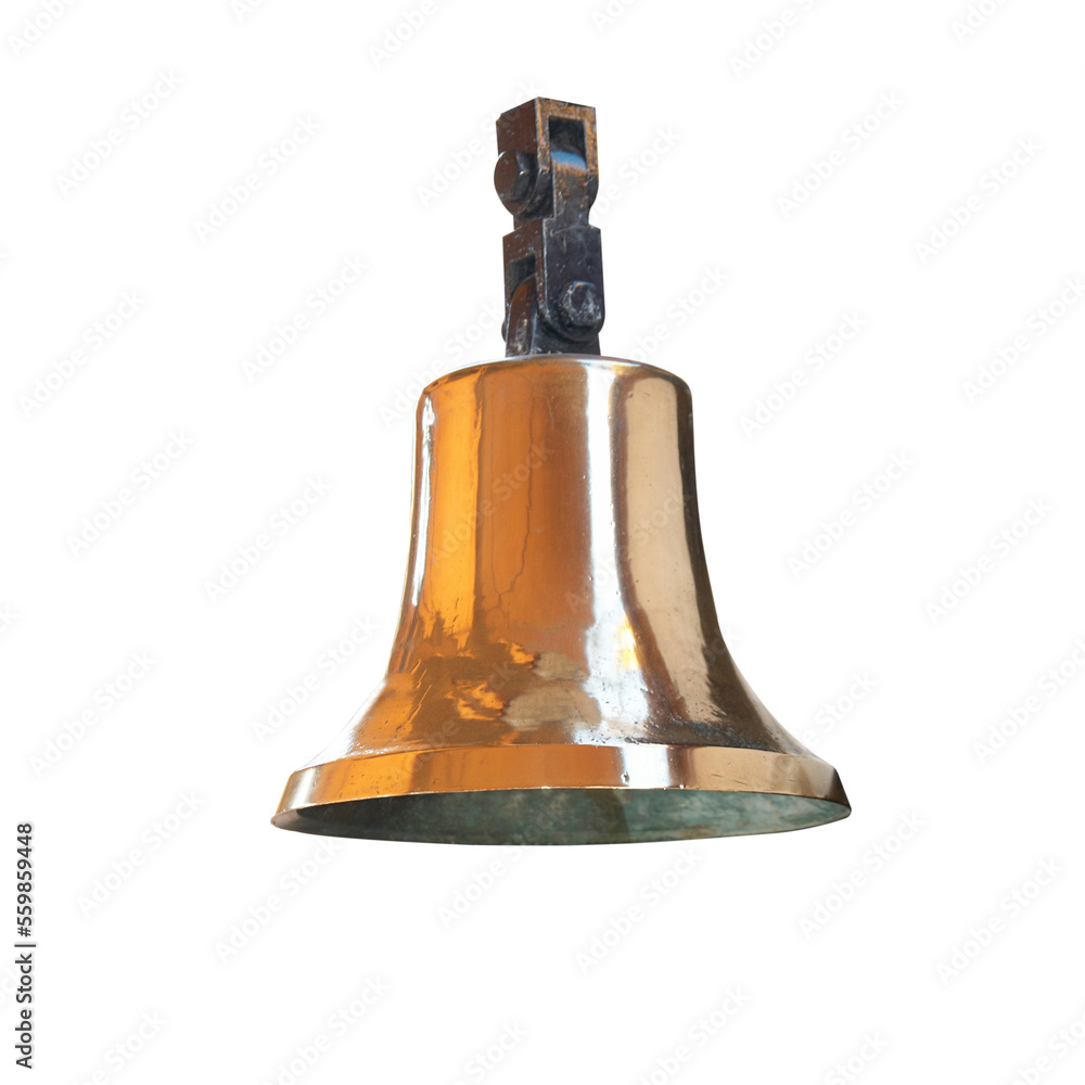 Vintage ship bell from brass in PNG isolated on transparent background ...