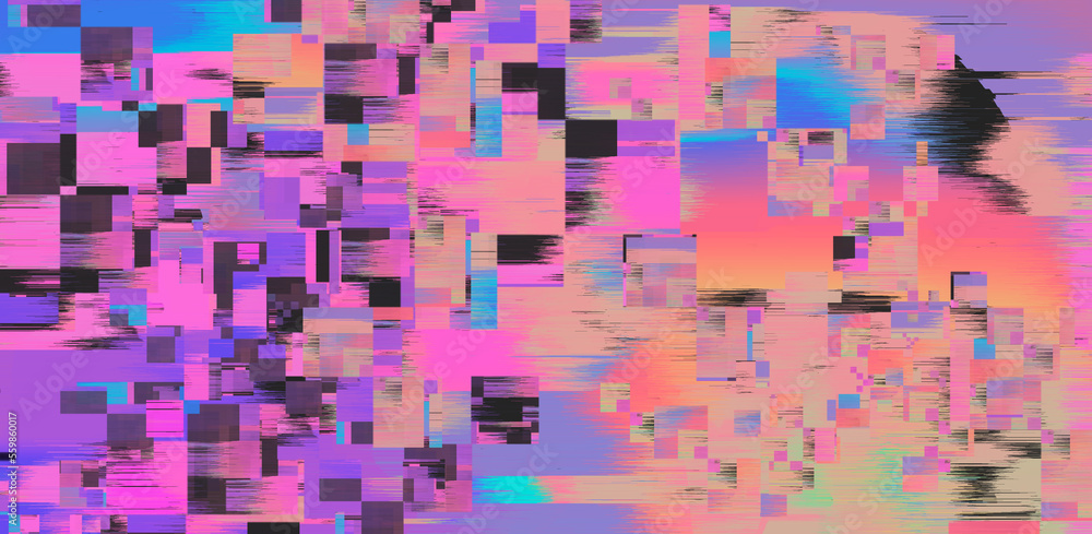 Abstract geometric background with pixel noise and VHS like distortion ...