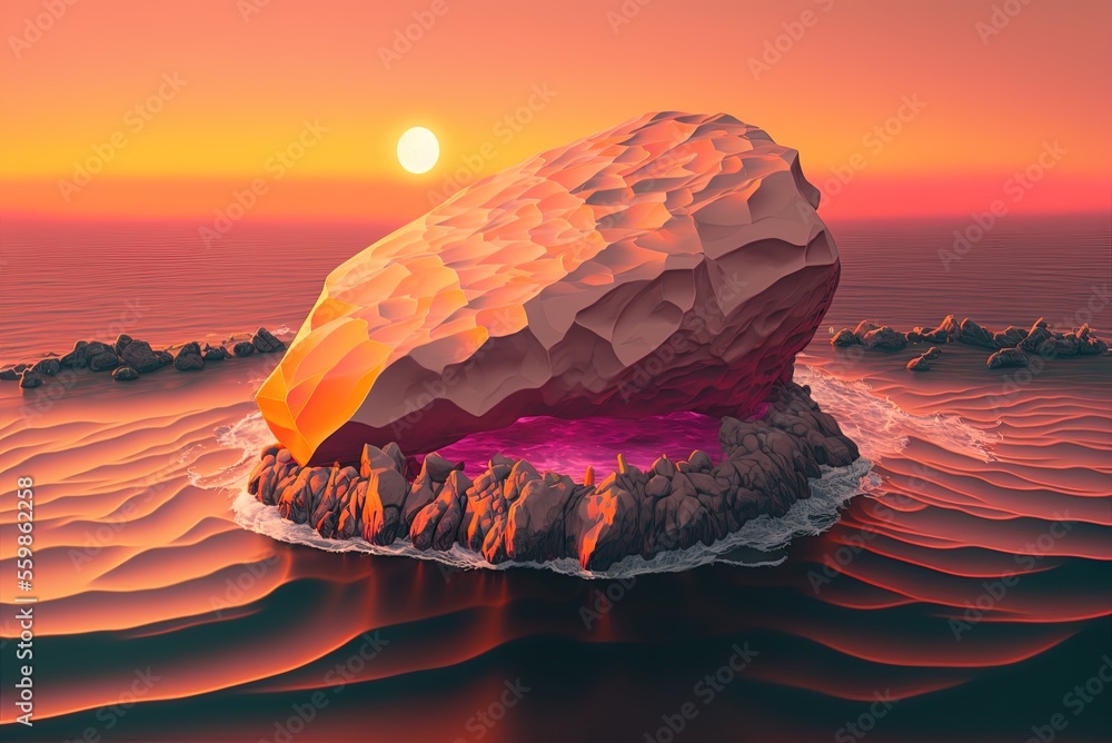 stunning bird's-eye view of a boulder floating in the midst of a swell ...
