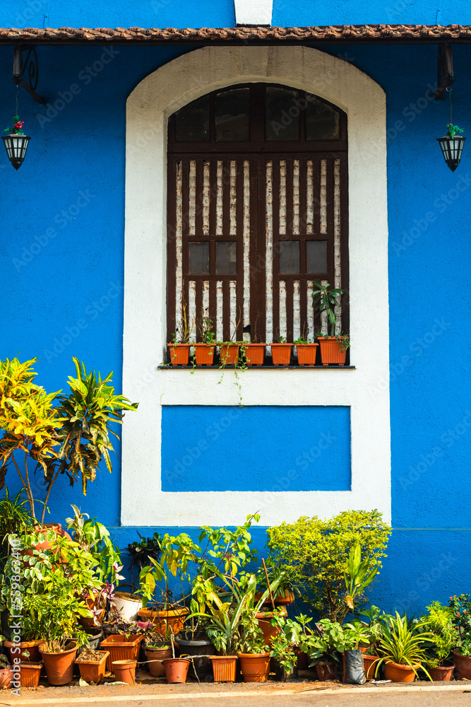 Vintage walls and windows windows of Goan houses in Fontainhas Panaji ...