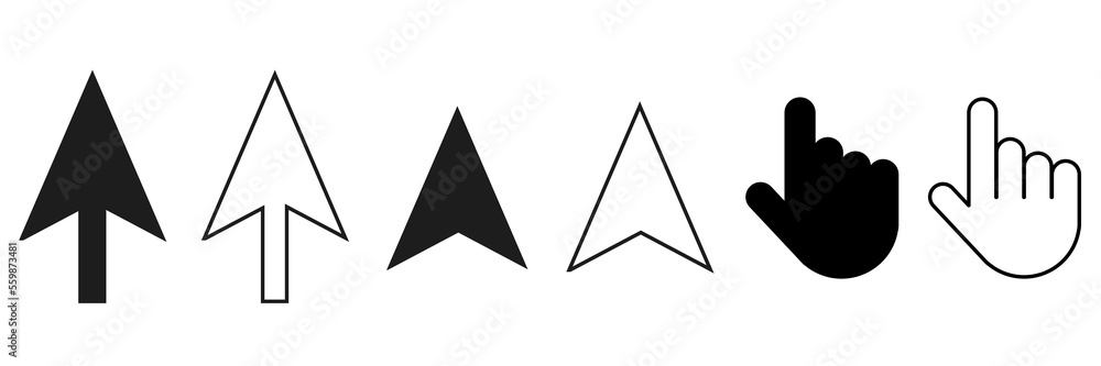 Computer mouse click cursor arrow icon set. Cursor icon. Vector ...