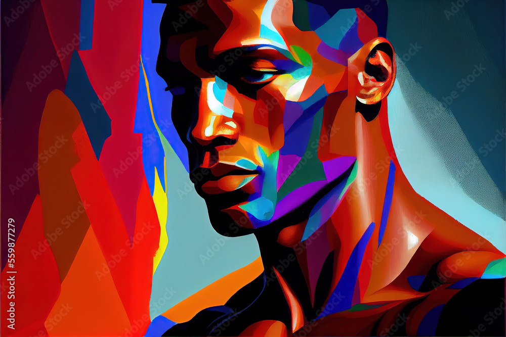 strong black man digital art painting, generative ai Stock Illustration ...
