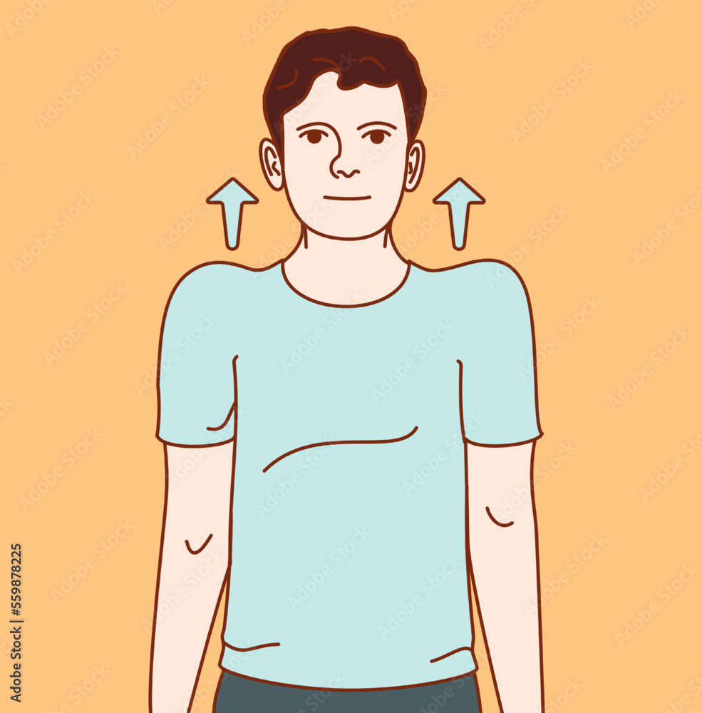 Exercise position illustration for neck and shoulder pain (neck joint ...