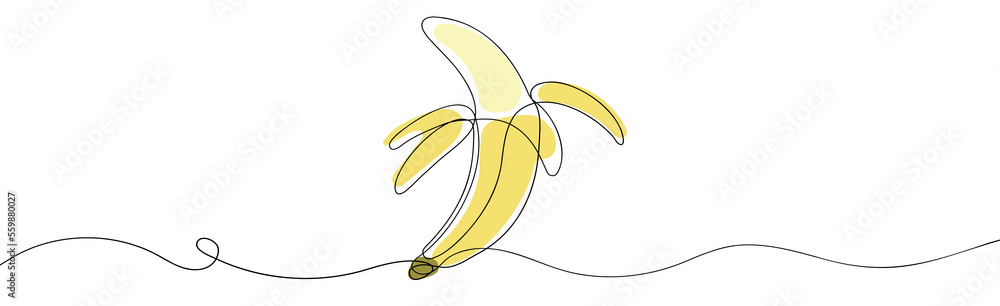 Banana continuous line drawing vector illustration. One line banana ...