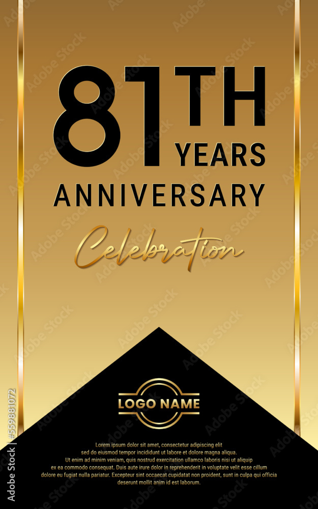 81th Anniversary Anniversary Template Design With Golden Color Ribbon