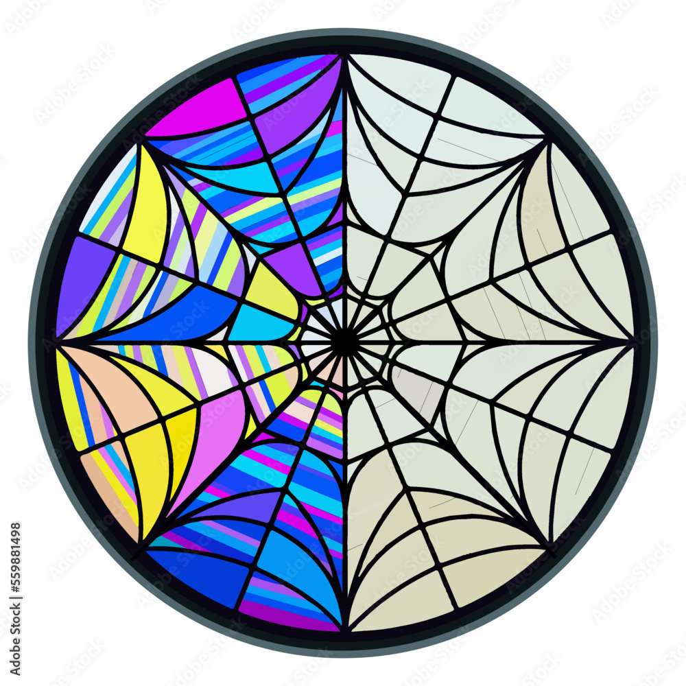 Vetor de Stained glass on a wednesday, circle window vector. Window ...