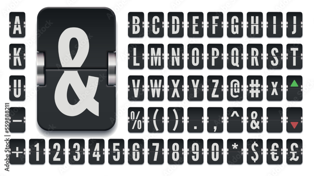 Terminal flip board font for stock exchange rates vector illustration ...