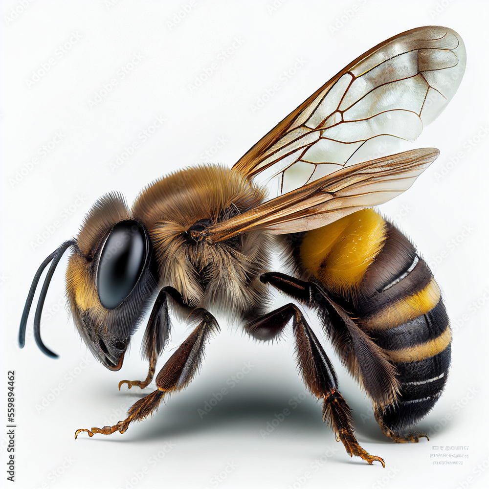 Africanized bee (killer bee) image with white background ultra ...