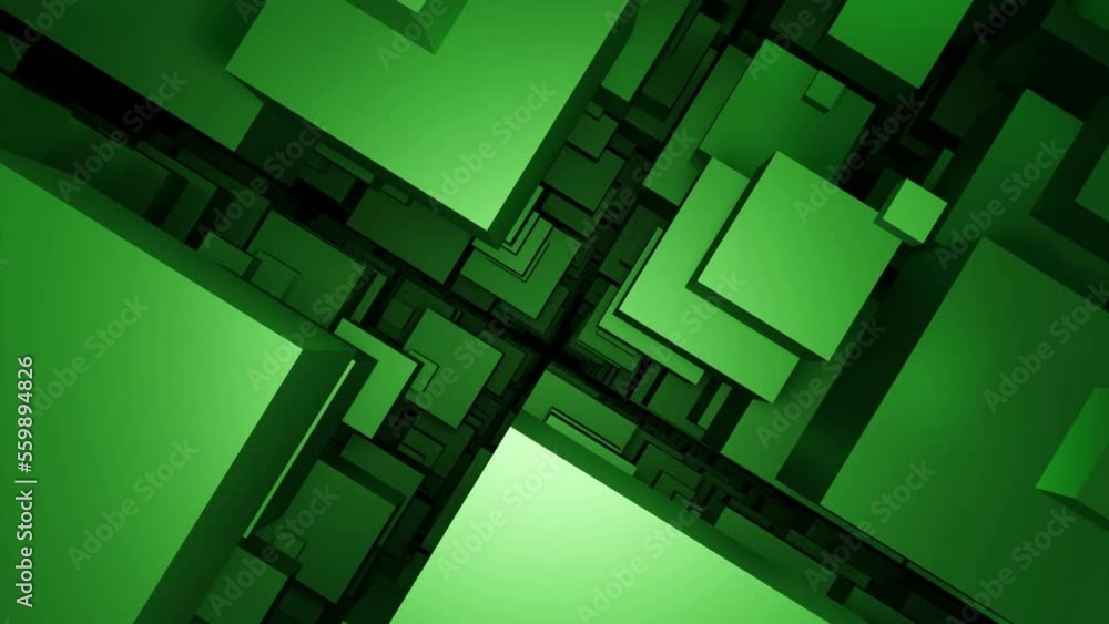Flow of set of 3d squares. Design. Movement through space from stream ...