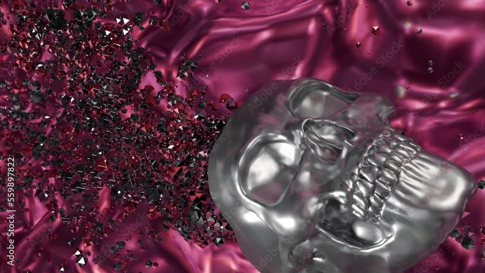 Moving stream of particles from skull. Design. Abstract animation of ...