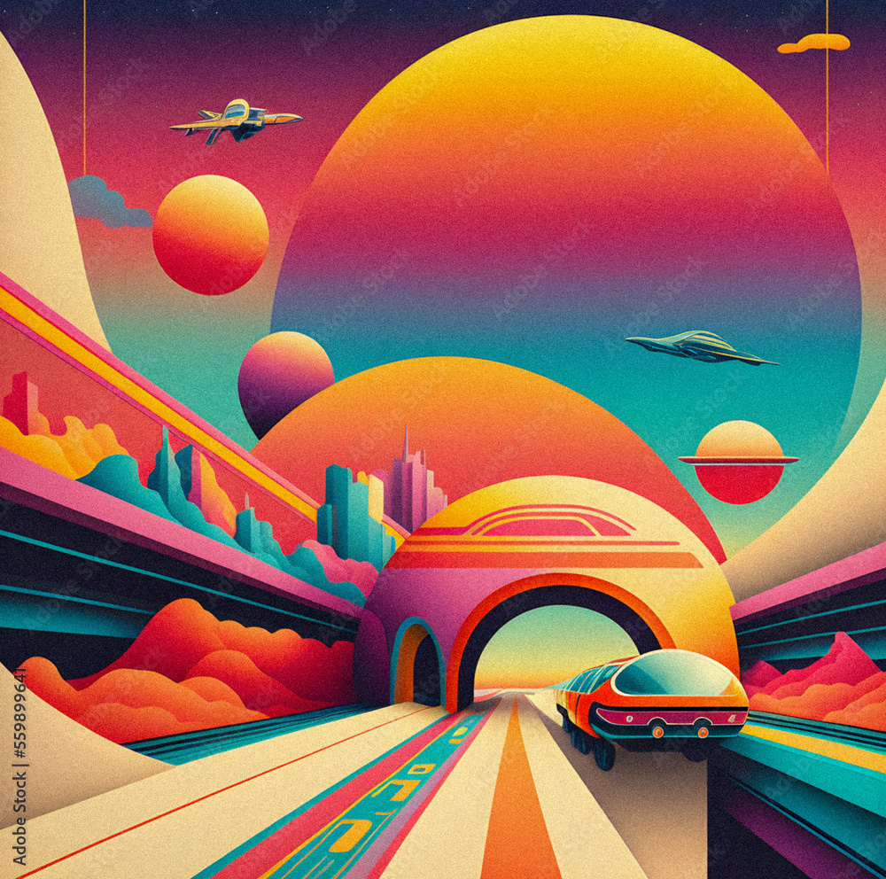 Obraz Pop art minimalism retro, futurism art, environmental art, space ... Obraz Pop art minimalism retro, futurism art, environmental art, space ...