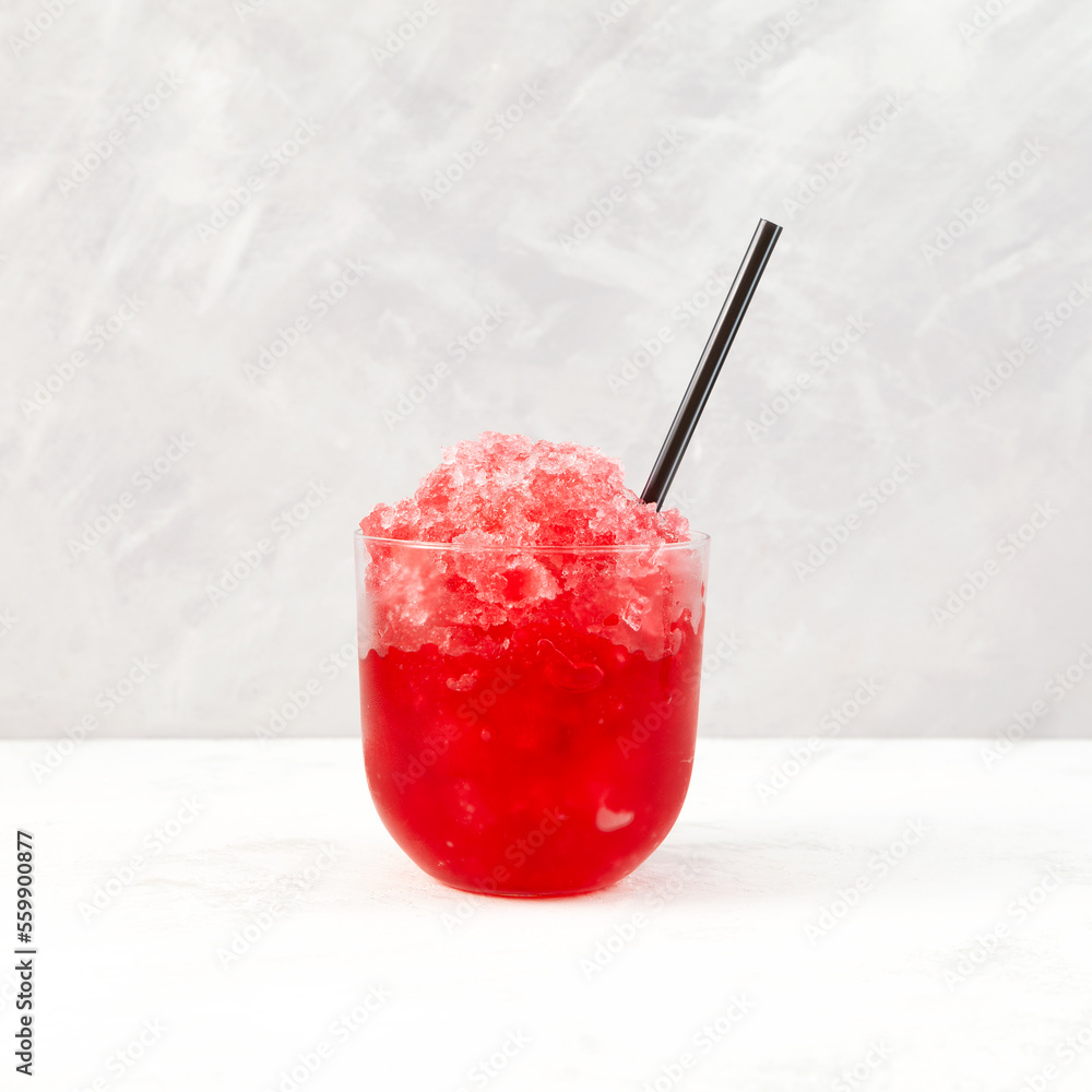 Red fruit iced drink. Granizado or Slushie - drink with natural juice ...