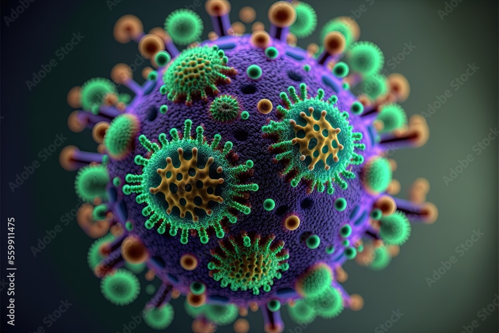 a purple and green corona corona with green and orange dots on it's ...