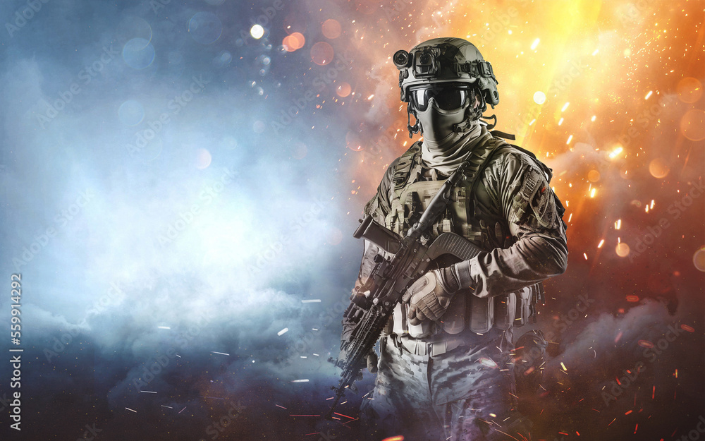 battlefield modern soldier wallpaper background neon colors, warefare ...