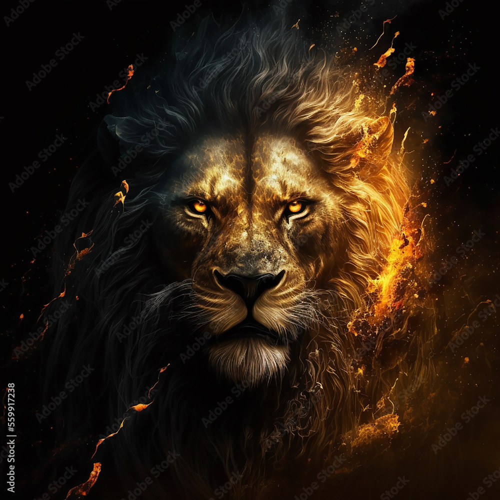 simbolo de poder leão dourado da prosperidade arqueótipo Stock ...