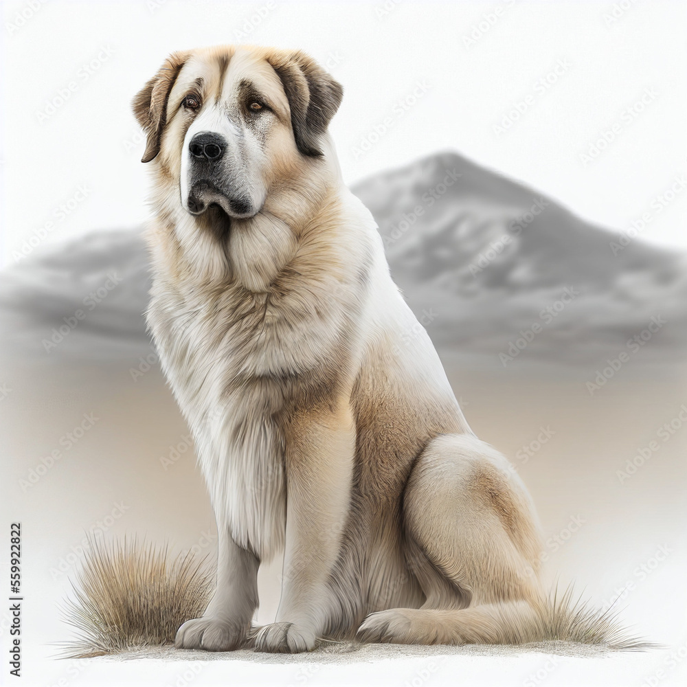 Alabai (Central Asian Shepherd) image with white background ultra ...