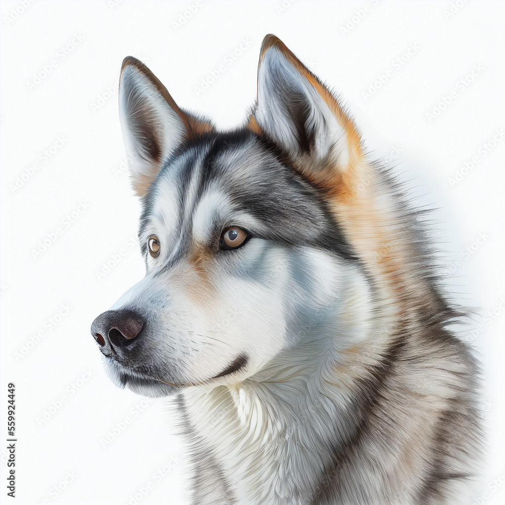 Alaskan Husky image with white background ultra realistic Stock ...