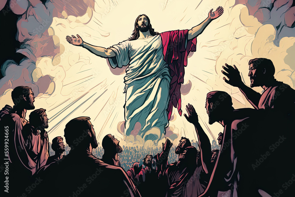 Jesus Christ's Ascension Day depicted in a image from a biblical series. Generative AI Stock ...