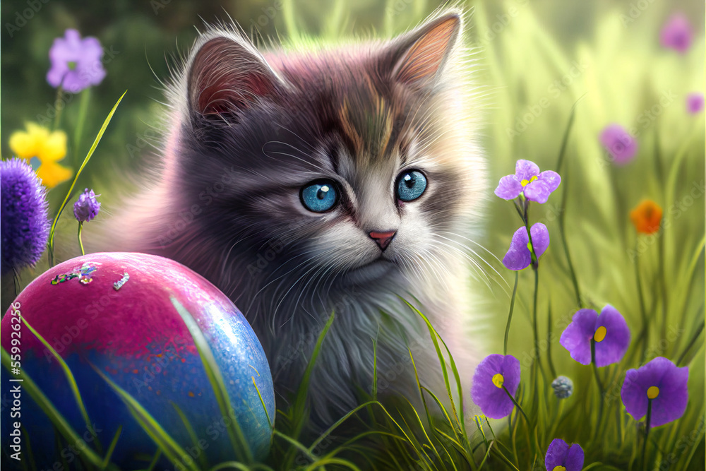 Katze an Ostern, ai generated Stock Illustration | Adobe Stock