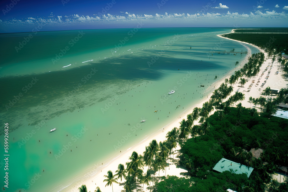 Aerial image of Gunga Beach, also known as Praia do Gunga, in Maceio ...