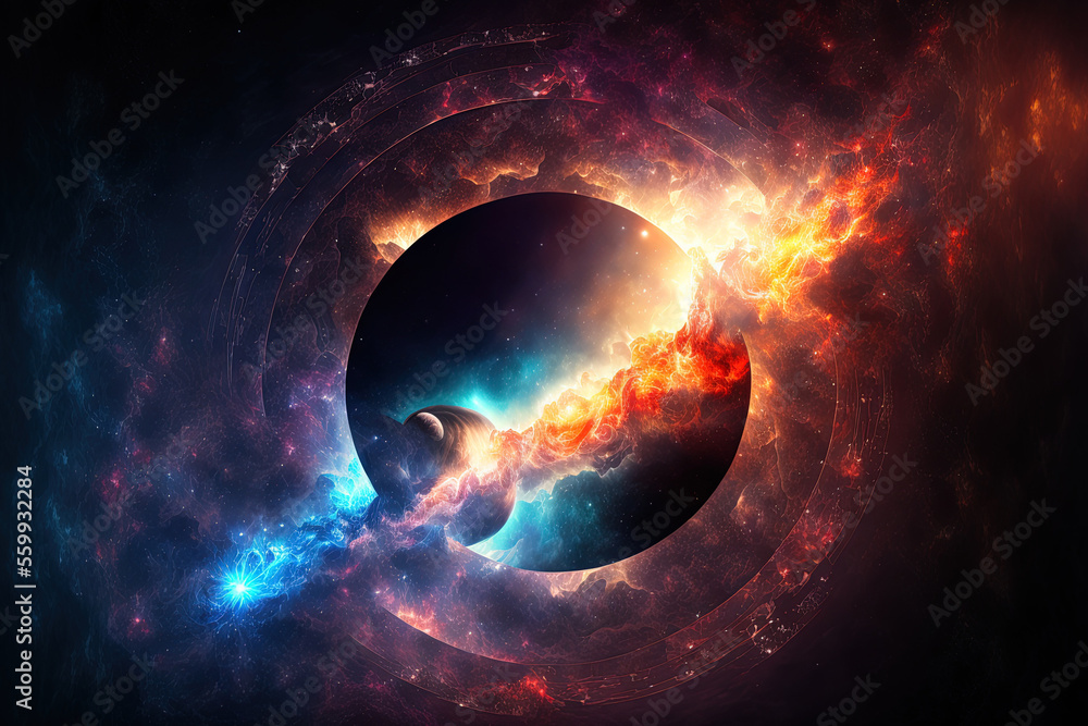 Science fiction backdrop with an abstract space theme. amazing galaxy ...