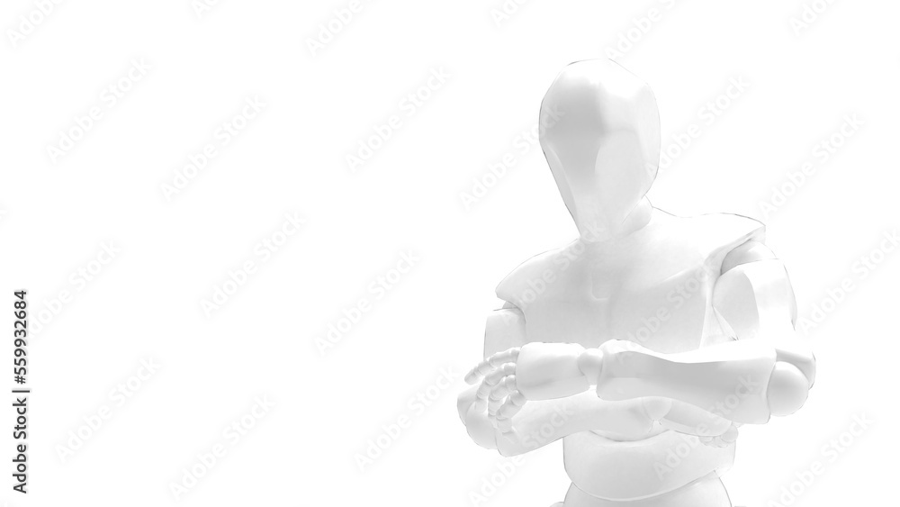 ภาพประกอบสต็อก Detailed appearance of the white AI robot under white ...