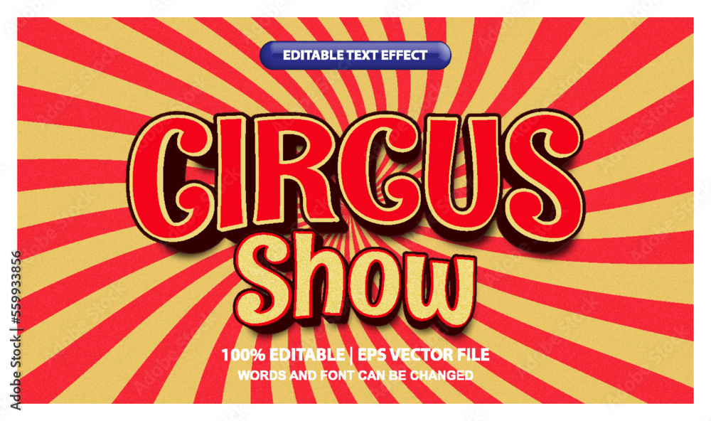 Circus show, editable text effect template, retro vintage font style in ...
