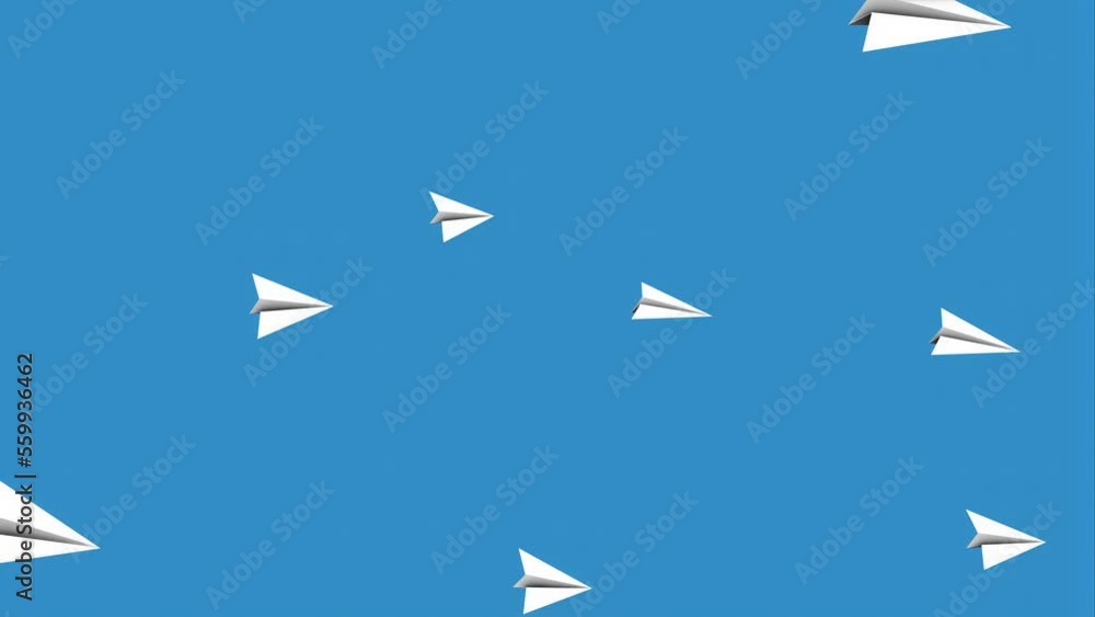 4k Flying 3d paper airplanes animated background, cartoon flat style ...