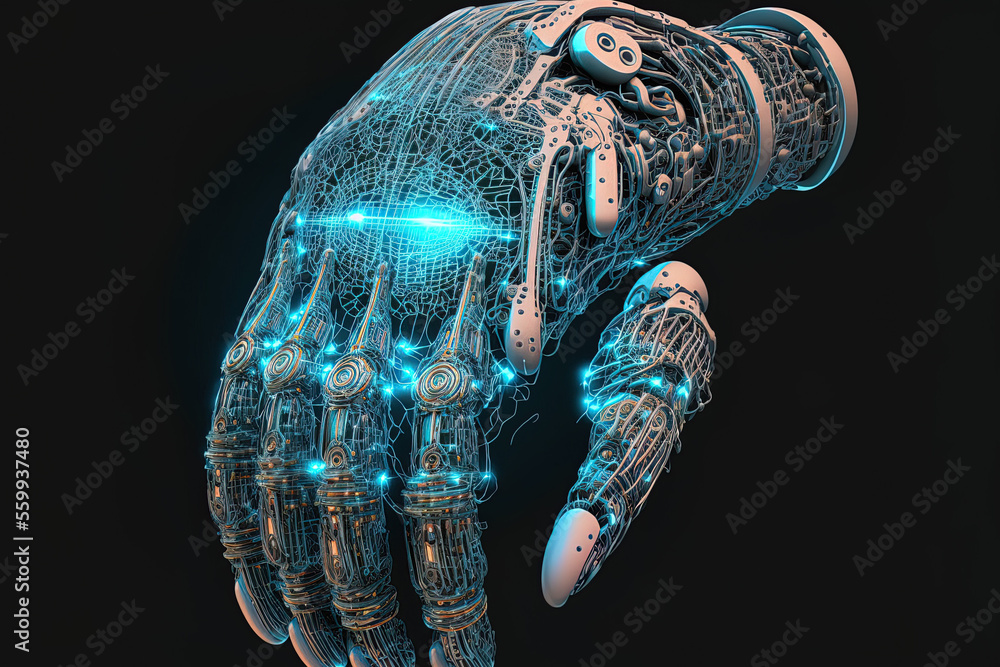 robotic prototype. robotic hand with artificial intelligence. machine ...