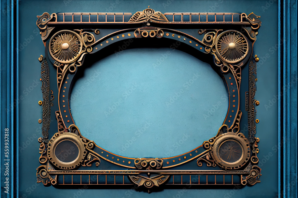 Steampunk Frame background with gears dusty blue Stock Illustration ...
