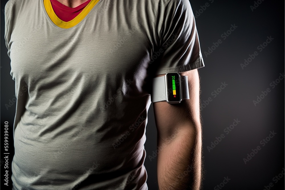 Person wearing a wearable device to track their healt, created with ...